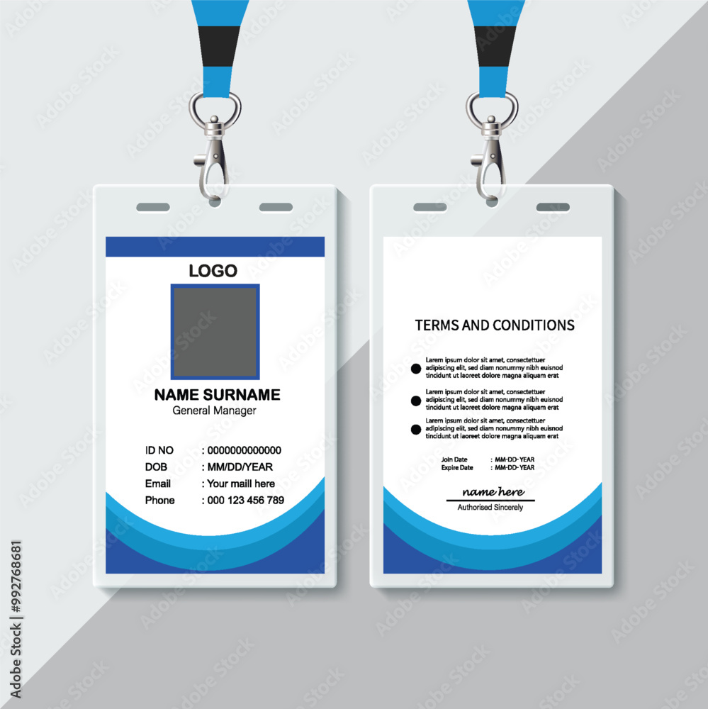 เวกเตอร์ Stock professional corporate id card template, clean id card ...