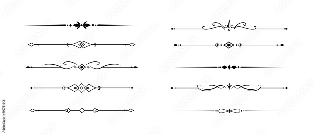 Set of Vintage decorative lines. text dividers. Line border. Lines ...