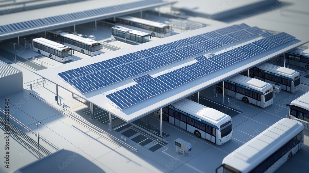 Architectural plan of a zero-emissions public transport terminal ...