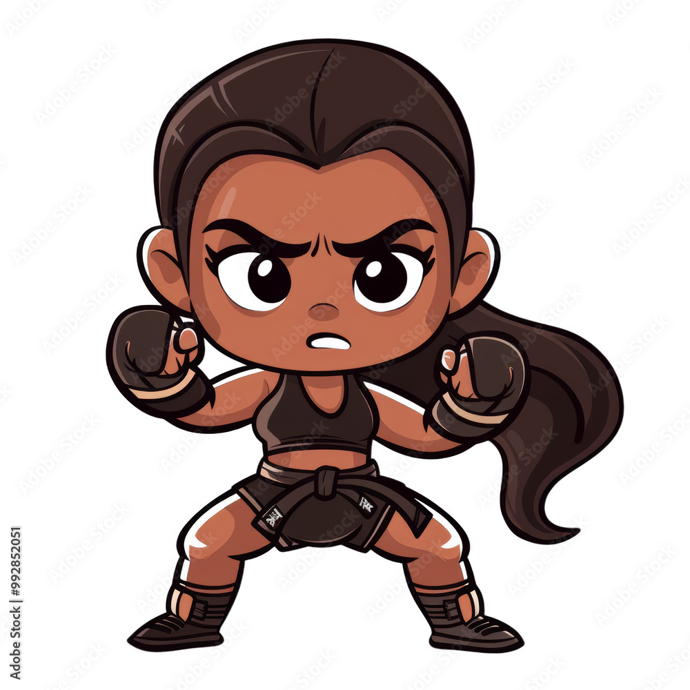 A fierce female fighter with a determined expression, ready to take on ...