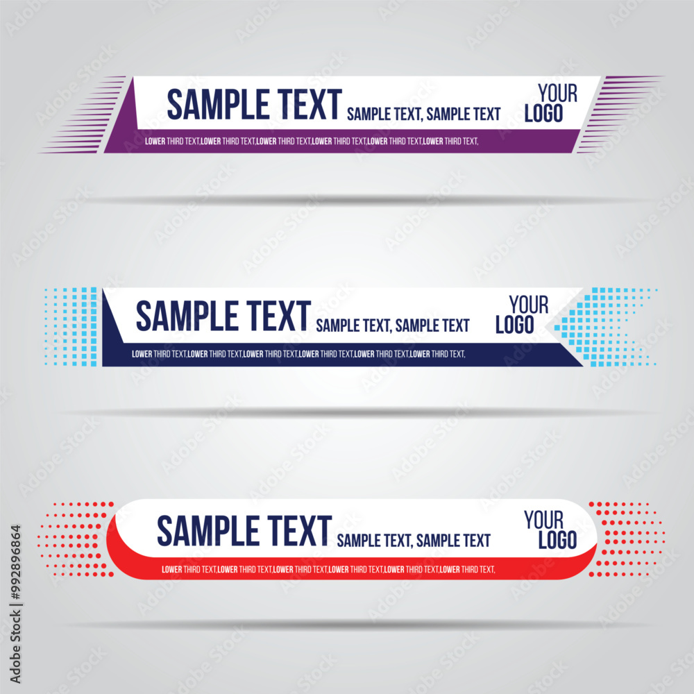 Lower third white and colorful design template modern contemporary. Set ...