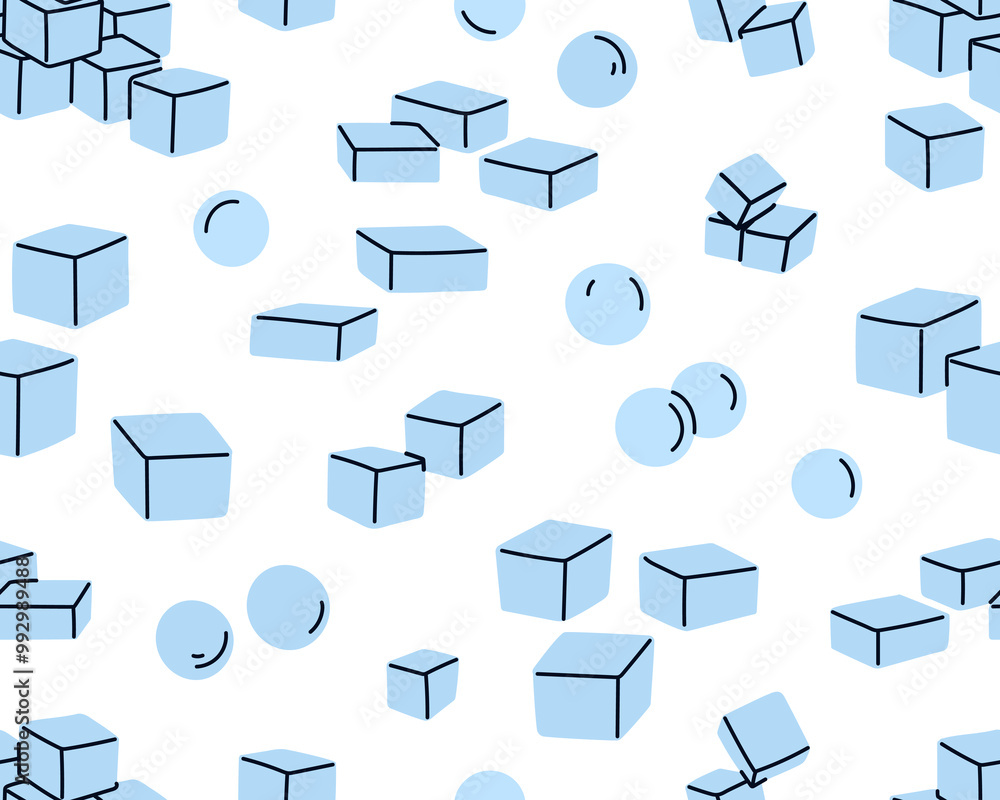 Ice cubes, seamless pattern. Endless icy background, texture with ...
