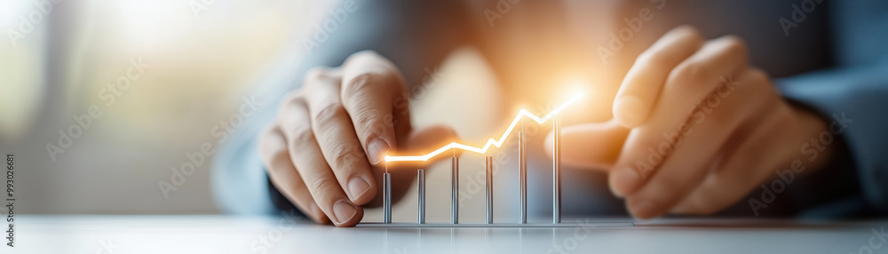 Continuous Improvement - A graph of progress rising steadily as hands ...