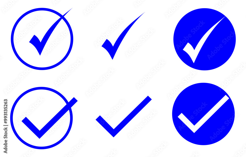 Checkmark icon. Vector set of tick marks. A round tick mark that is ...