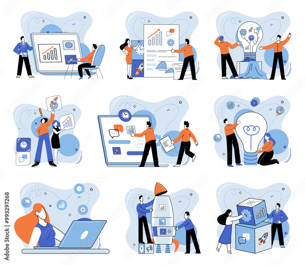 Teamwork vector illustration. Setting clear targets and goals helps ...