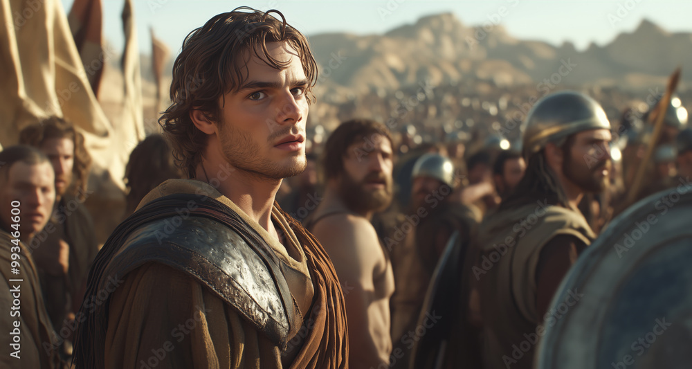 Ilustración de Stock David arriving at the Israelite camp, hearing ...