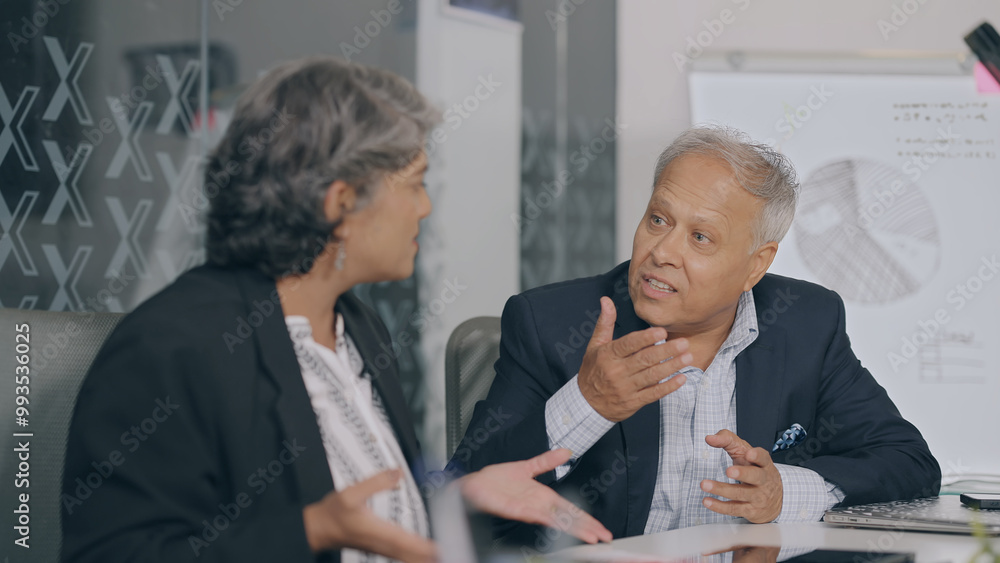 Foto de Stock Indian Asian old gen x aged angry sad man woman sitting ...