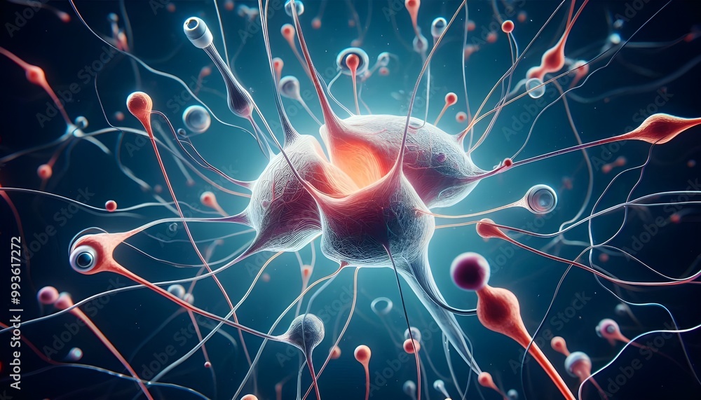 Ilustração Synapse and neuron in 3D brain illustration. Explore ...