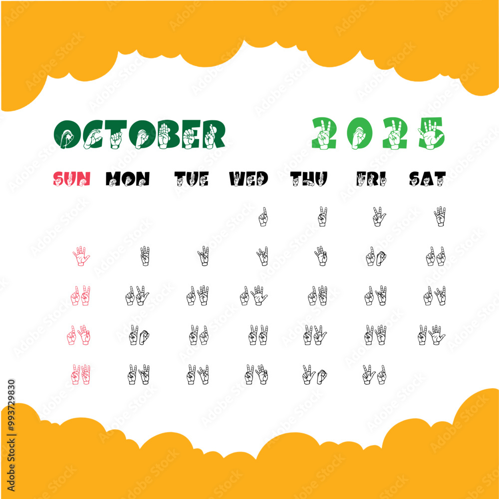 Asl 2025 October Calendar, American Sign Language Calendar For 2025 ...