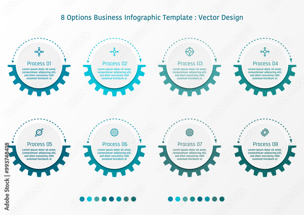 8 options business infographic template, theme of circle button with ...