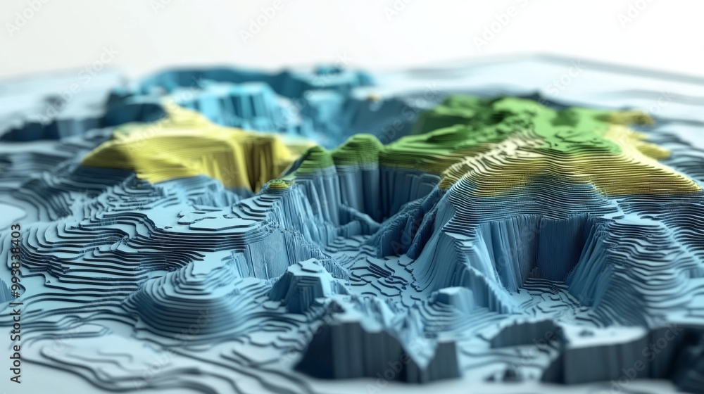 Visualization of topography and elevation in a 3D environment. Stock Illustration | Adobe Stock