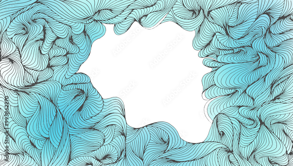 Fondo de líneas curvas imitando las olas del fondo del mar. Marco ...