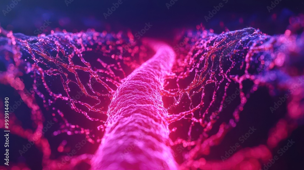 3D visualization of colon with highlighted lymph nodes, metastasis ...