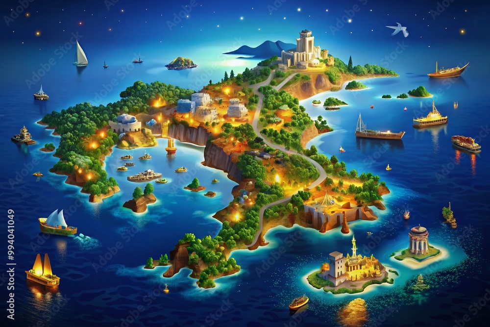 Detailed Map of the Greek Islands Featuring Geography, Landmarks, and ...