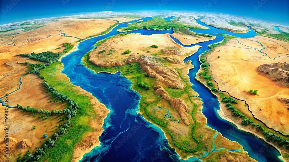Detailed Map of the Nile River Basin Highlighting Geography, Waterways ...
