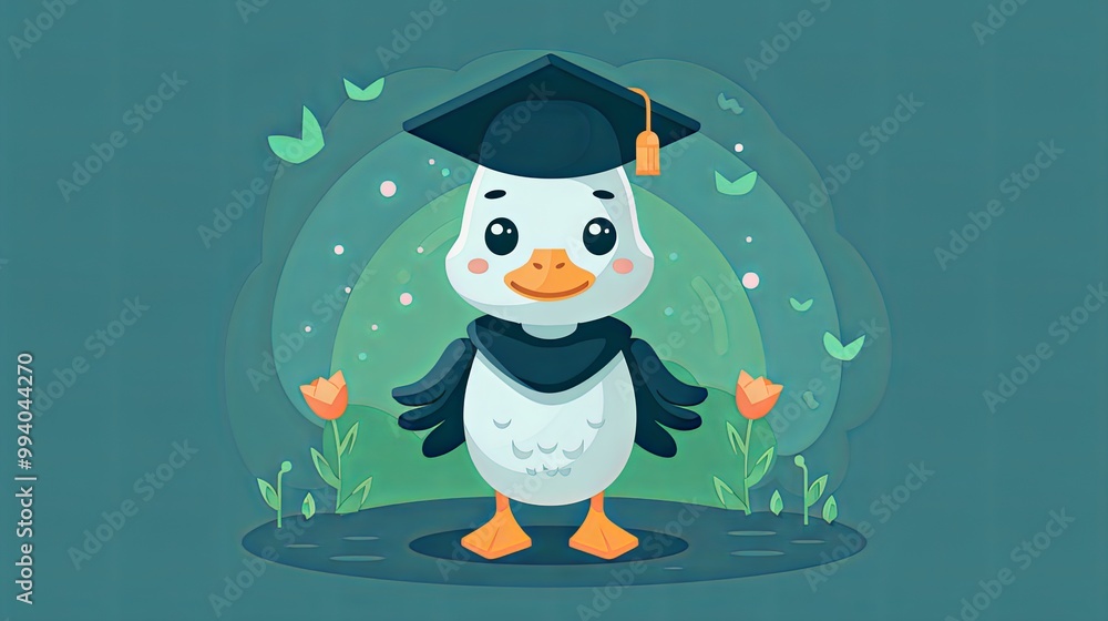 Cute graduate goose character and You Did It lettering in Scandinavian ...