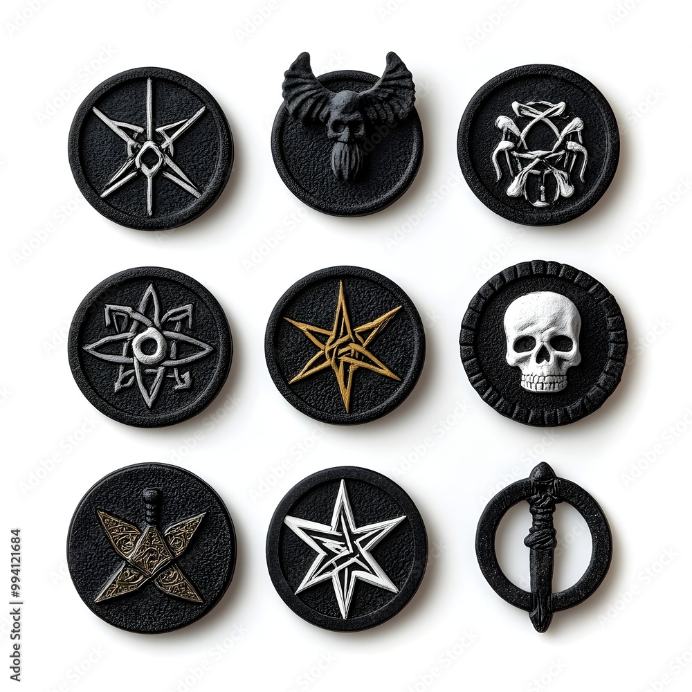 Photo Stock Collection of Occult Emblems and Symbols Isolated on a ...