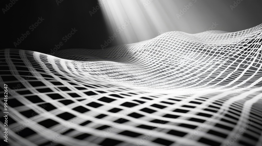 Layer multiple mesh fabrics or grids in front of a light source to cast ...