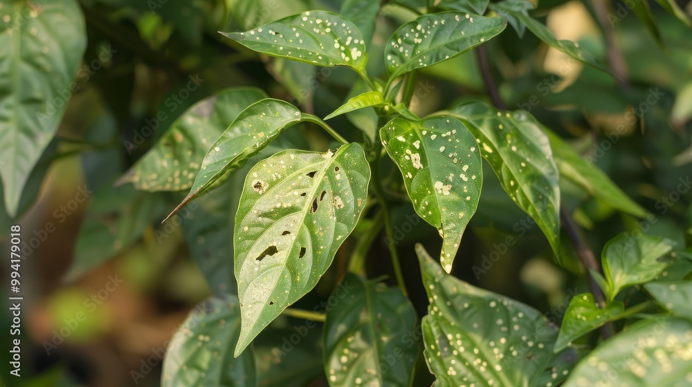 Pepper Plant with Insect-Damaged Leaves and Bacterial Leaf Spot: A ...