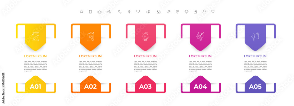 Modern vector flat illustration. Line infographic numbers template with ...