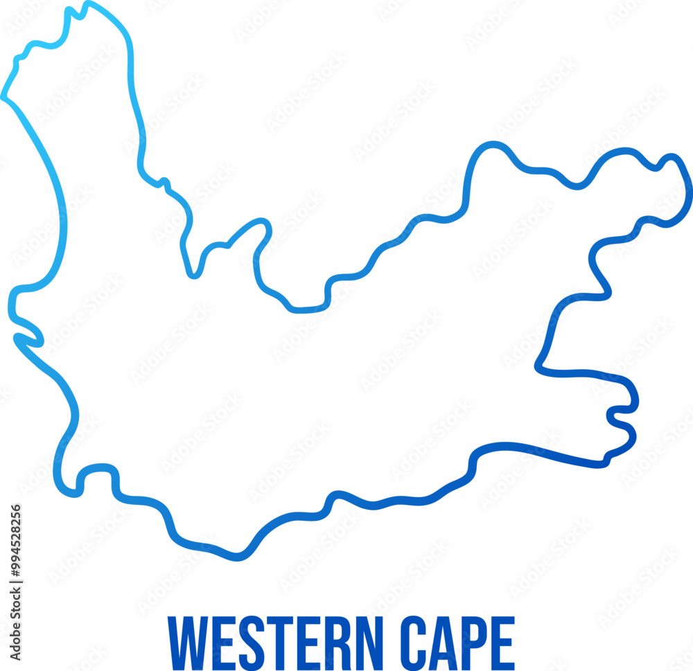 South African Western Cape province outline blue gradient map. Abstract ...
