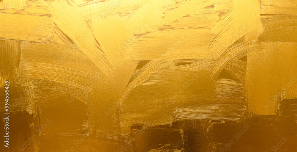 Gold Paint Texture: Abstract Background with Brushstrokes and Metallic ...