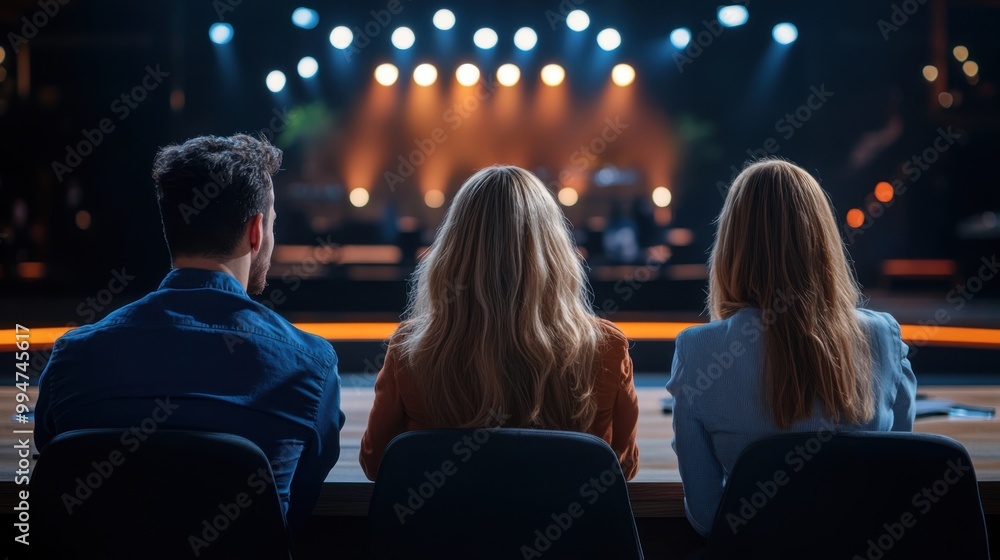 Contestants in a Game Show Studio Setting Stock Photo | Adobe Stock