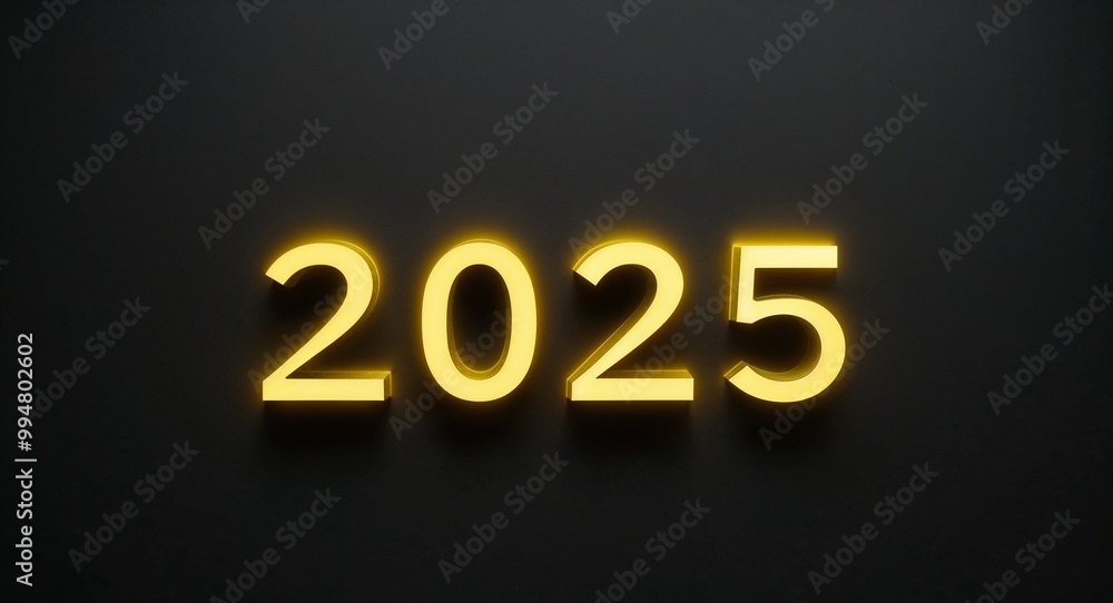 april 2025 word lettering with yellow glow on plain black dark ...