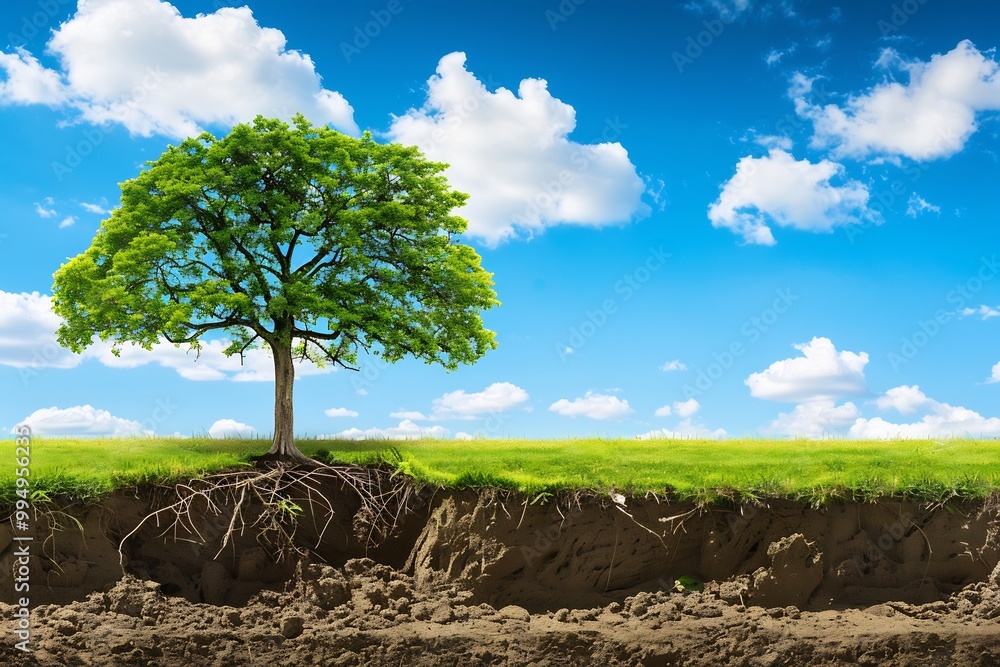 Modernist typography vector addressing role of soil health in carbon ...