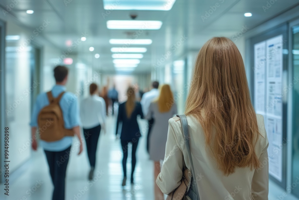 Corporate team evacuating a high-rise building during an emergency ...