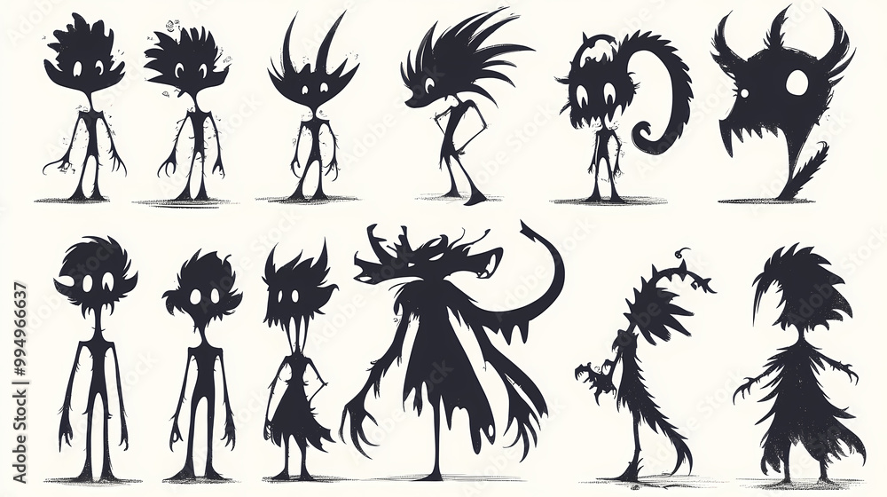 Shadow puppets vinyl doll creature sprite sheet front and side view ...