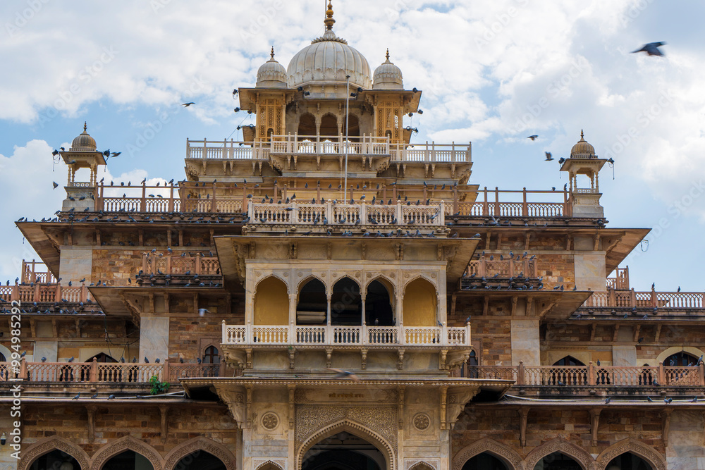 the Albert Hall Museum in Jaipur, India. Its intricate facade, adorned ...