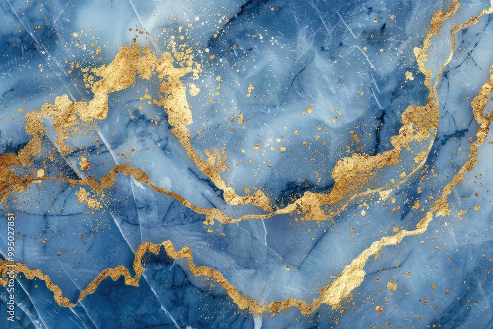 Navy blue and gold abstract ink painting. Artistic design concept ...