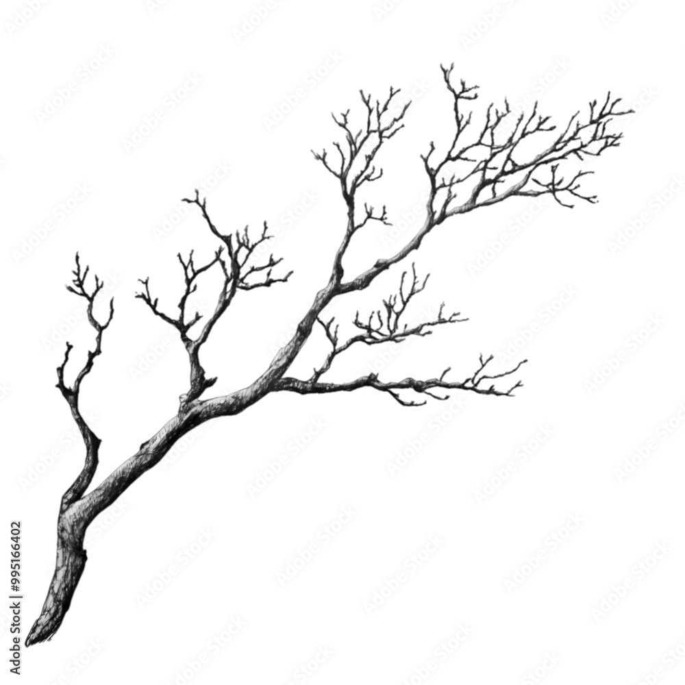 Dead branches, Silhouette dead tree or dry tree on white with clipping ...