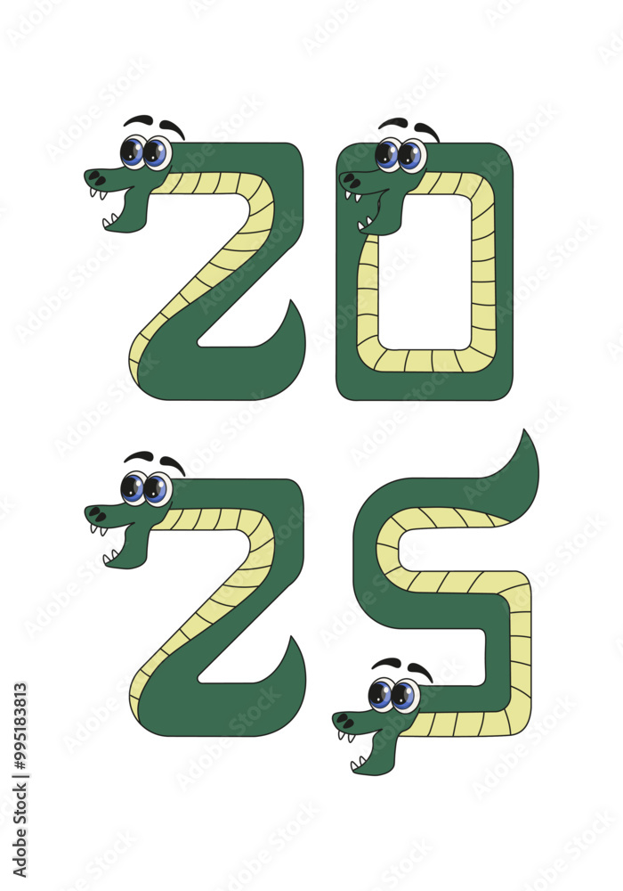 2025 number template design isolated transparent. 2025 snake clipart ...