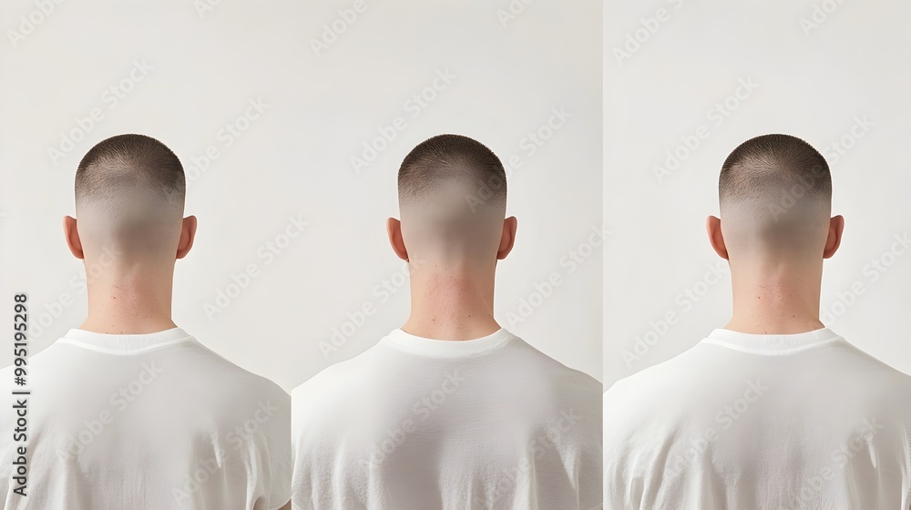 A detailed front side and back view of a classic buzz cut hairstyle ...