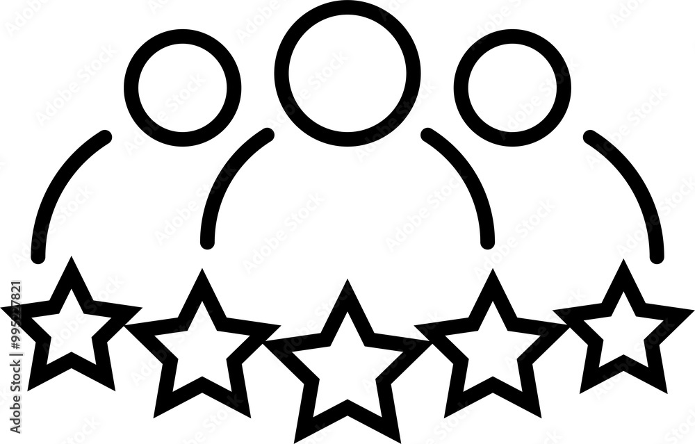 People group with 5 stars outline icon premium product quality rating ...