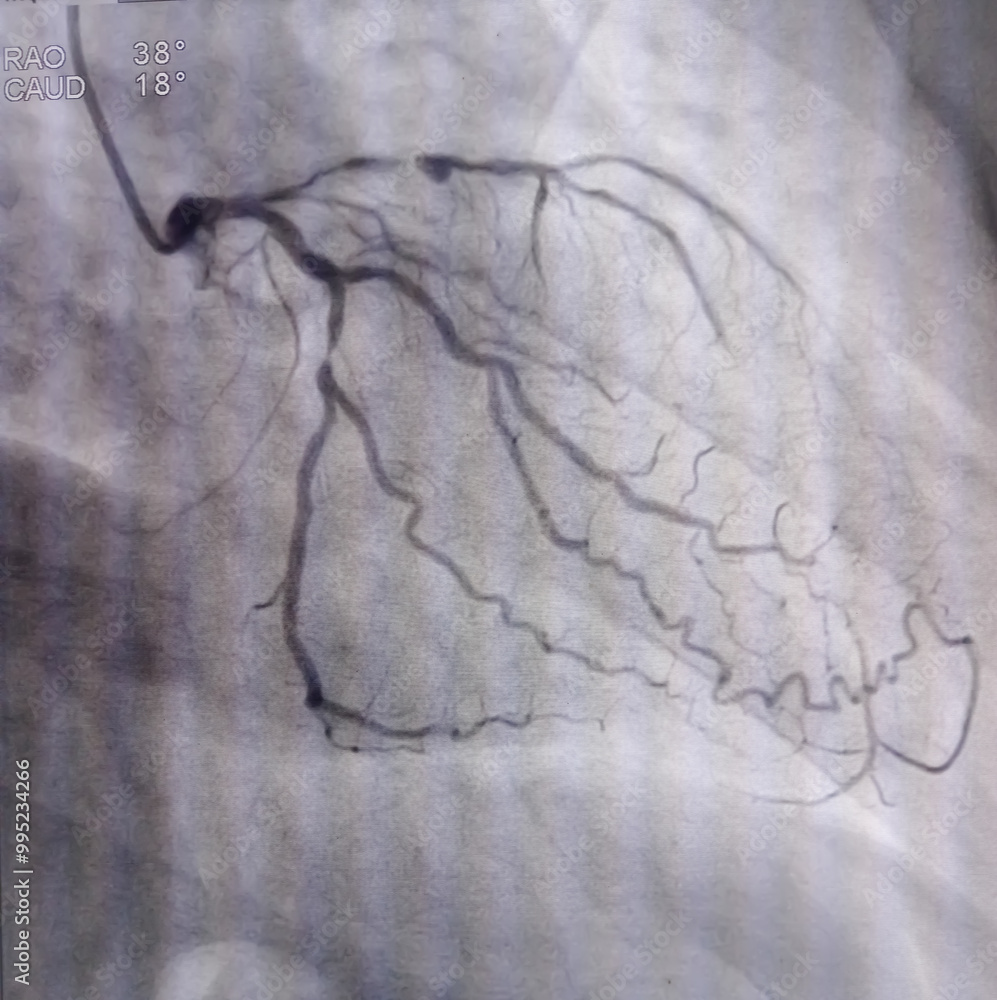 Coronary angiogram of left coronary artery during cardiac ...