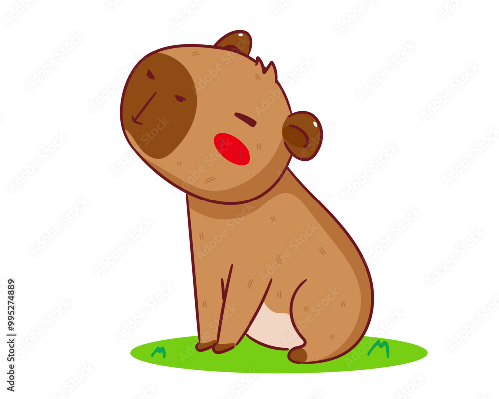 Cute Capybara Cartoon Vector. Adorable and Kawaii Animal Concept Design. Hand drawn style. Icon ...