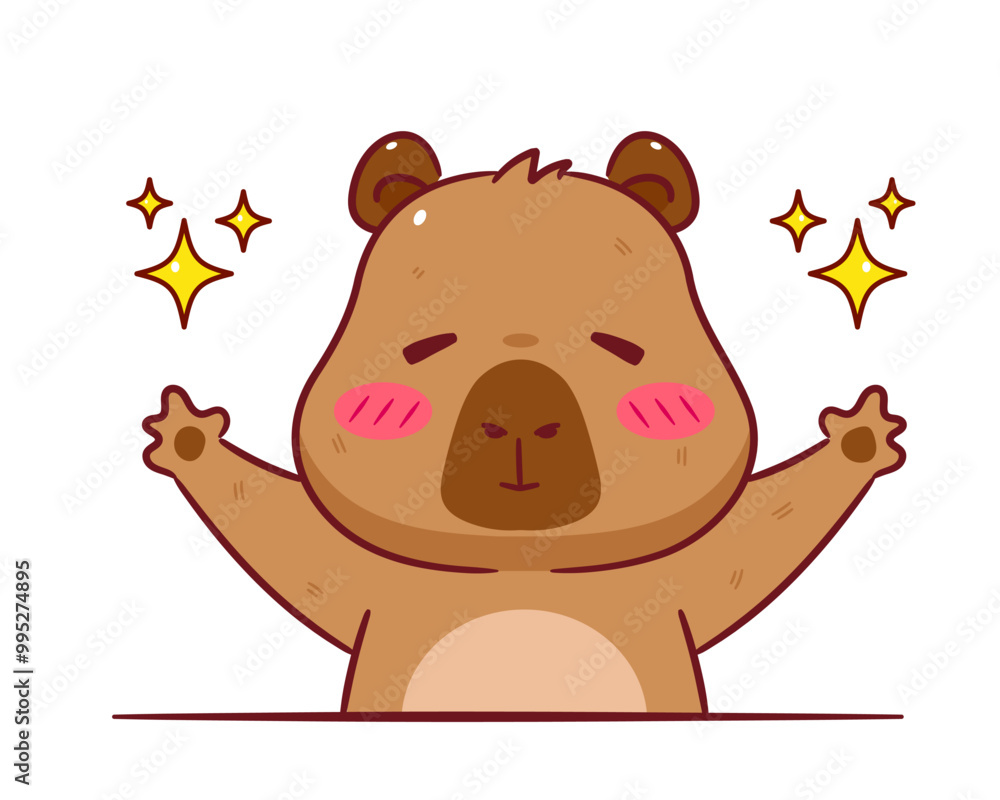 Cute Capybara Cartoon Vector. Adorable and Kawaii Animal Concept Design. Hand drawn style. Icon ...