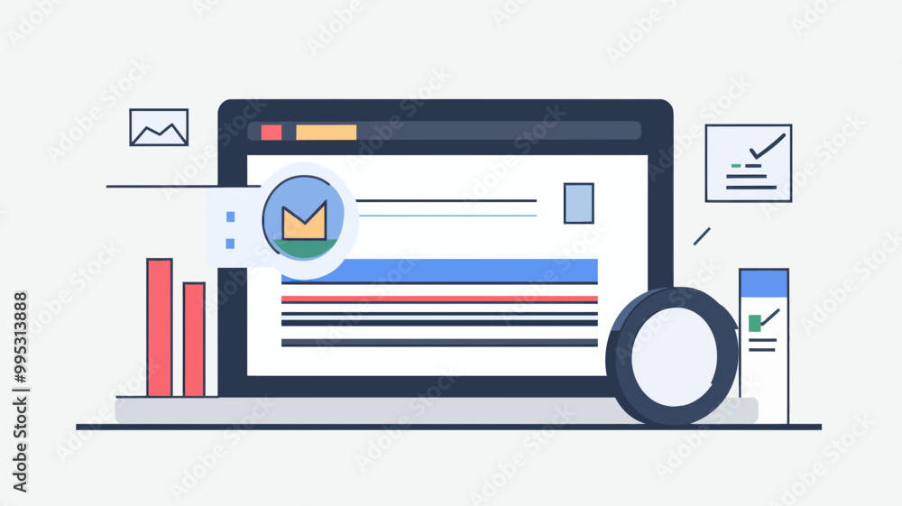 SEO Optimization Concept Vector Image Showing on-Screen Analysis ...