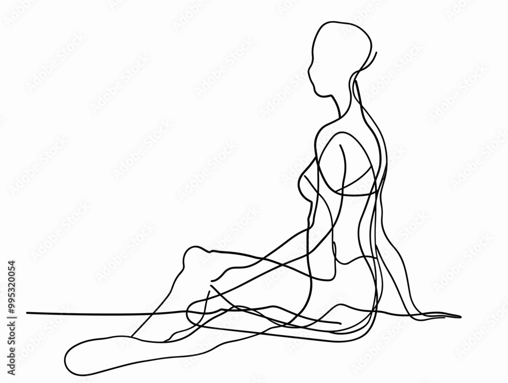 Modern Line Art Of Holistic Well-being In One-Line Drawing With Black ...