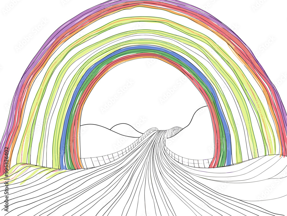 One-Line Rainbow Bridge: Symbol of Harmony, Connection, and Overcoming ...