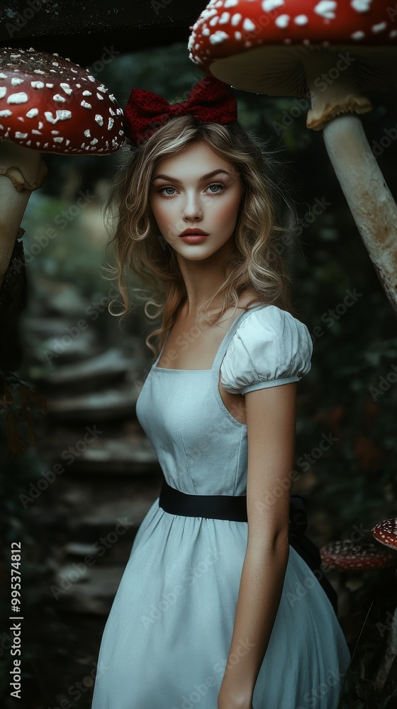 Young female model, dressed like Alice from Alice in wonderland ...