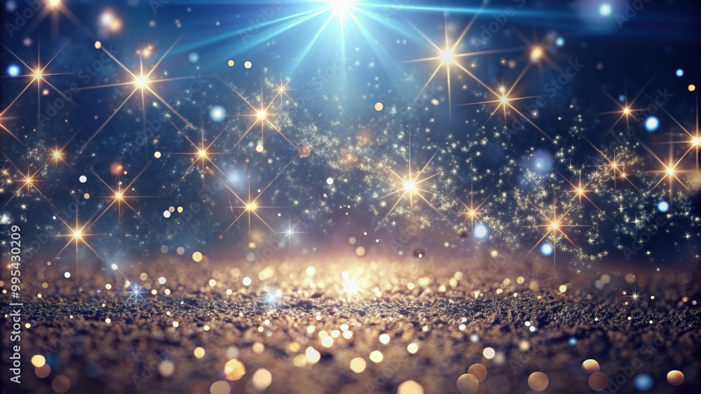 Fine diamond dust particles sparkle and glisten in the air, illuminated ...
