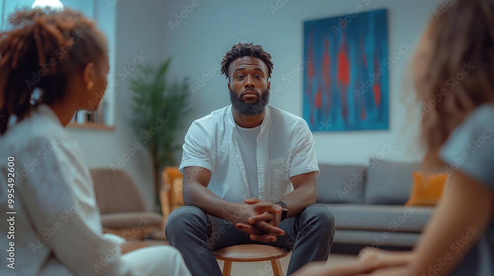 Engaging group therapy session in a modern, inclusive space with Gen Z ...