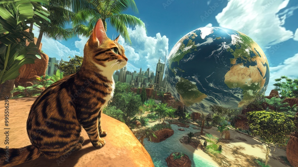 A VR geography lesson where brave cats explore a virtual world, zooming ...