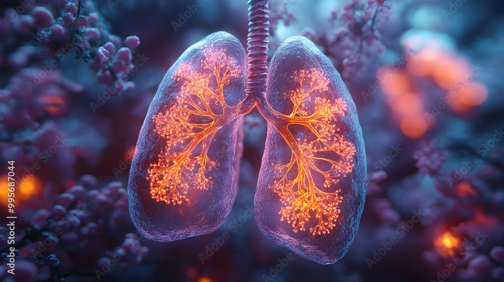 Cross Sectional Diagram of Lungs Highlighting Gas Exchange Process ...