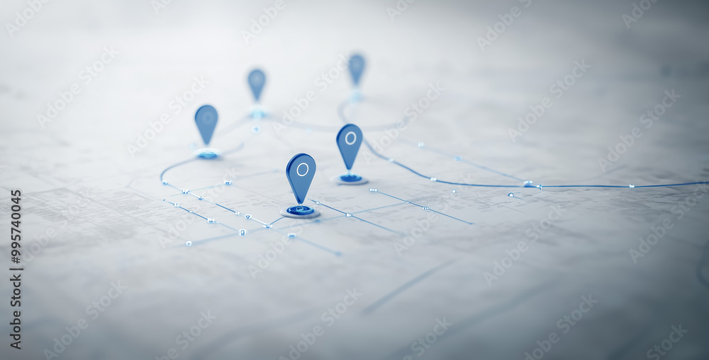 Interactive and clean 3D map interface with location pins and ...