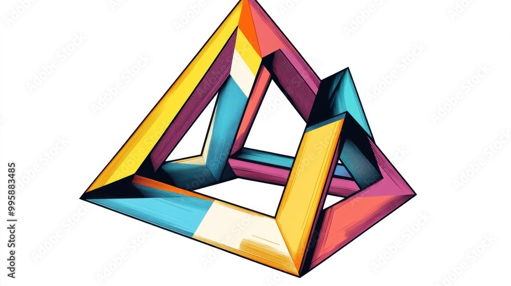 Penrose triangle graphic Impossible geometric shape Optical illusion 2D ...